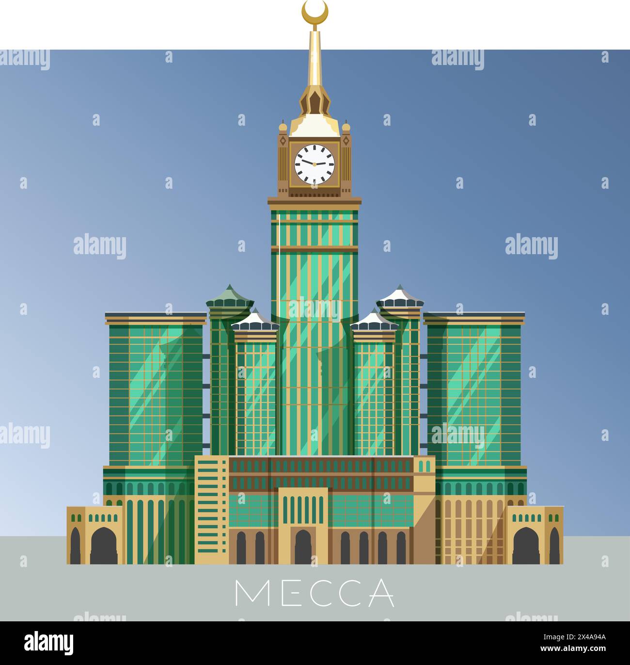 The Clock Towers formally Abraj Al Bait - Mecca Saudi Arabia - Stock ...