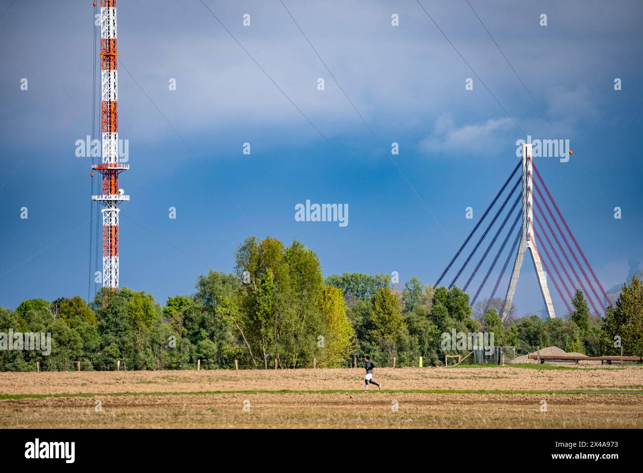 Niederrheinbrücke Wesel, bridge pier, B58, cable-stayed bridge, the ...