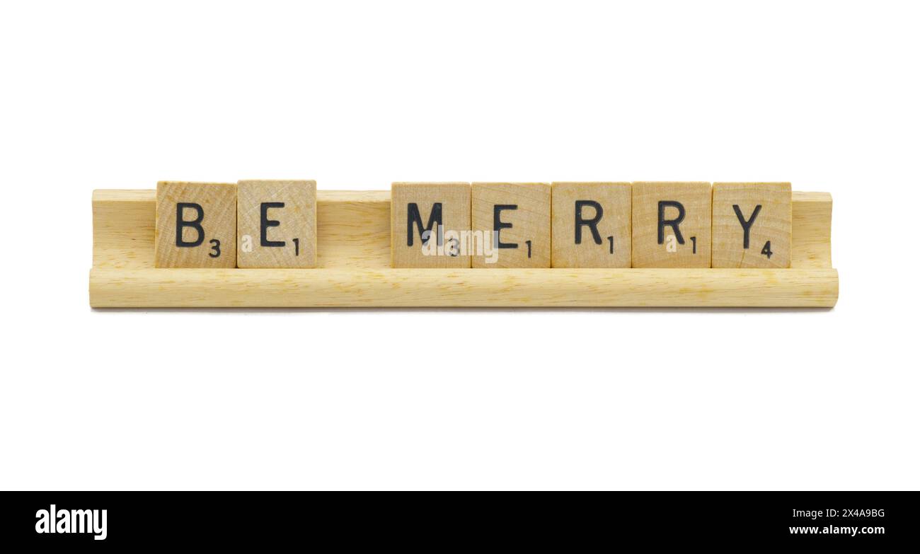Miami, Florida 5-1-2024 BE MERRY made with square wooden tile English ...