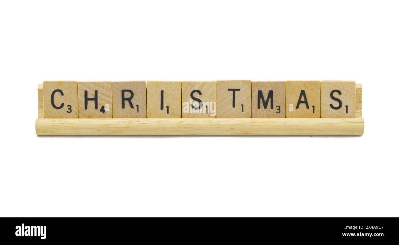Miami, Florida 5-1-2024 Christmas made with square wooden tile English ...