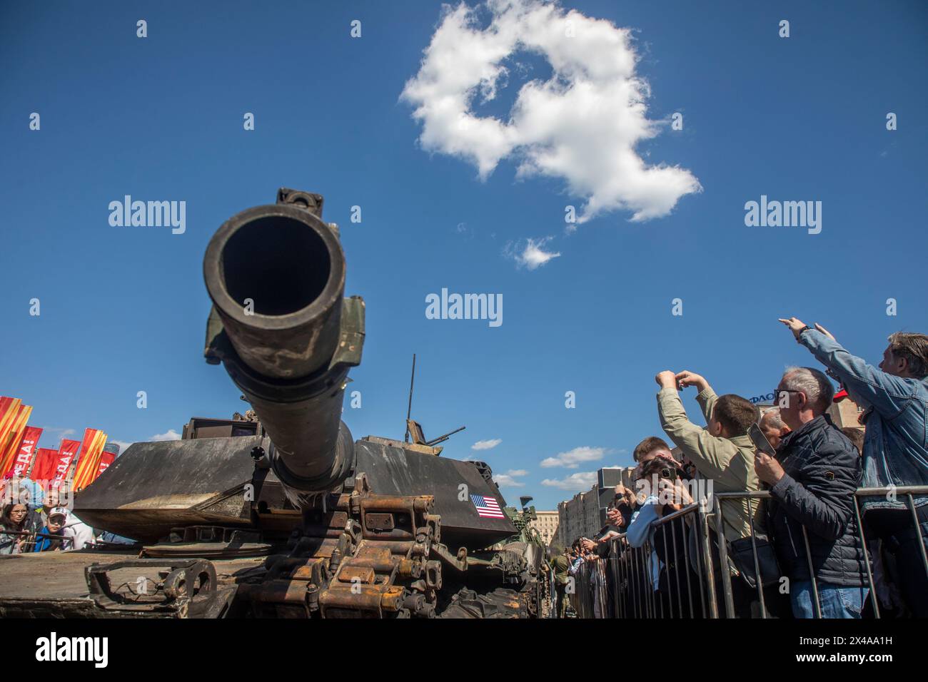 Moscow, Russia. 1st of May, 2024. Visitors look at and take photos of a ...
