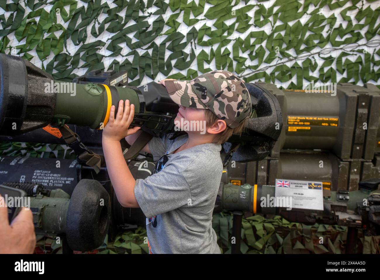 Moscow, Russia. 1st of May, 2024. Weaponry is on display at an ...