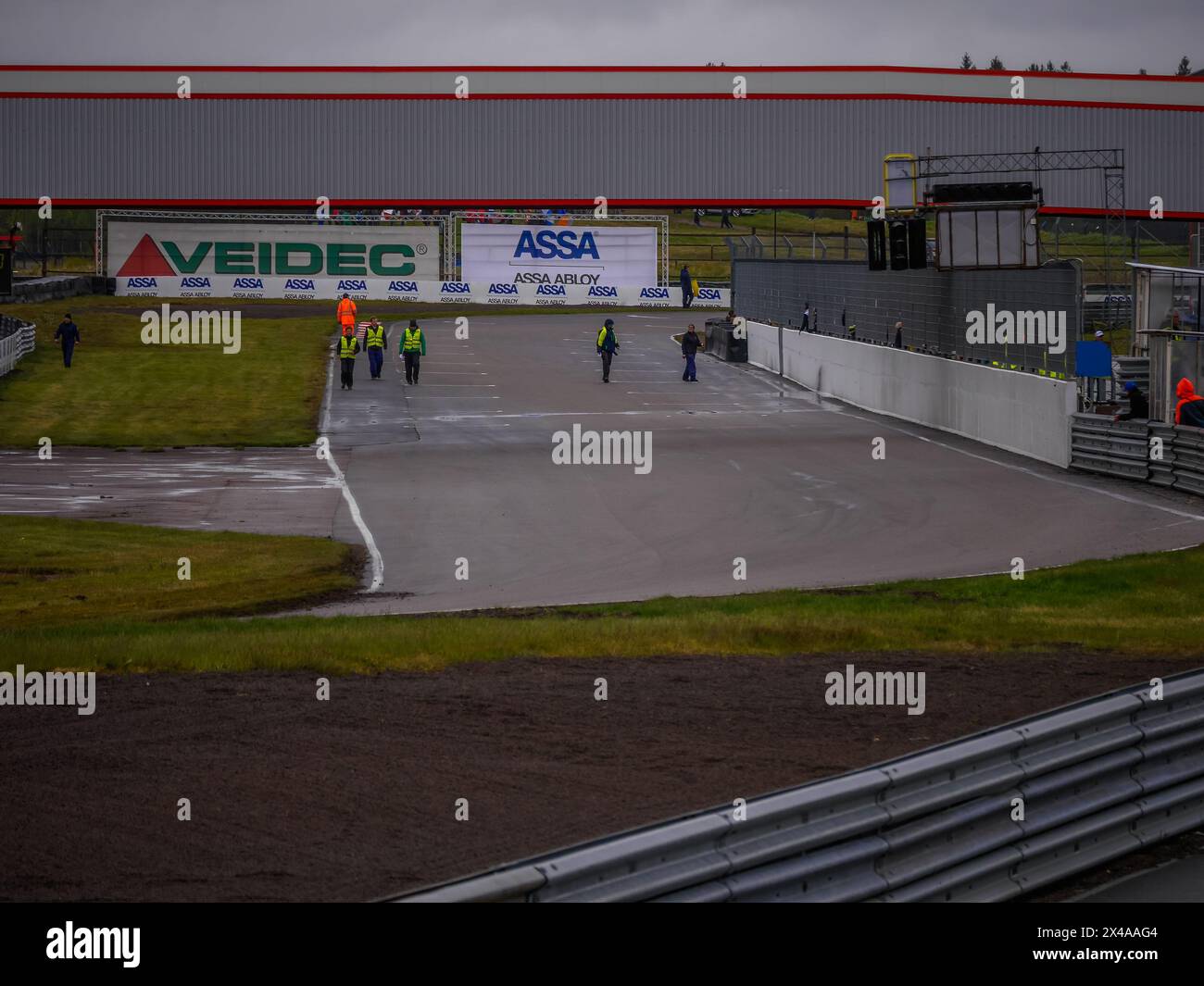 Race officials after the start of a race on the Anderstorp race track ...