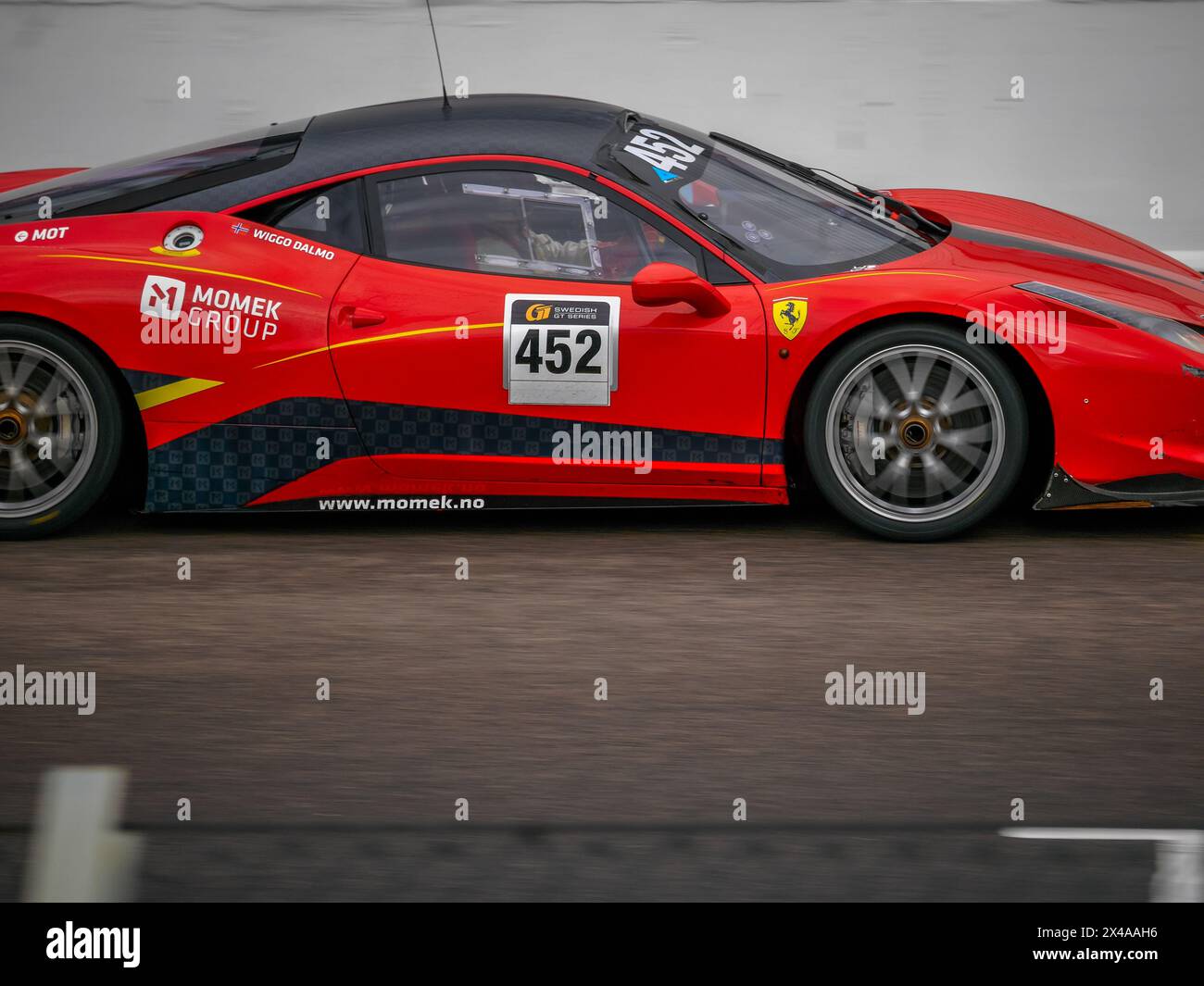 Red Ferrari race car on the Anderstorp race track in Småland, southern ...