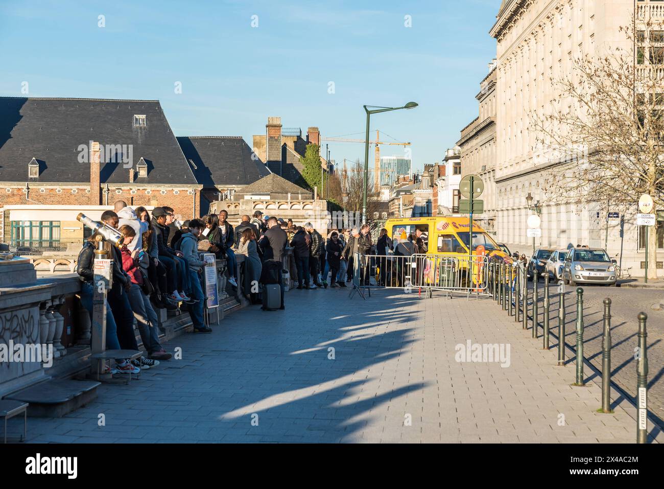 City of Brussels - Belgium - 02 15 2019 - Young friends together ...