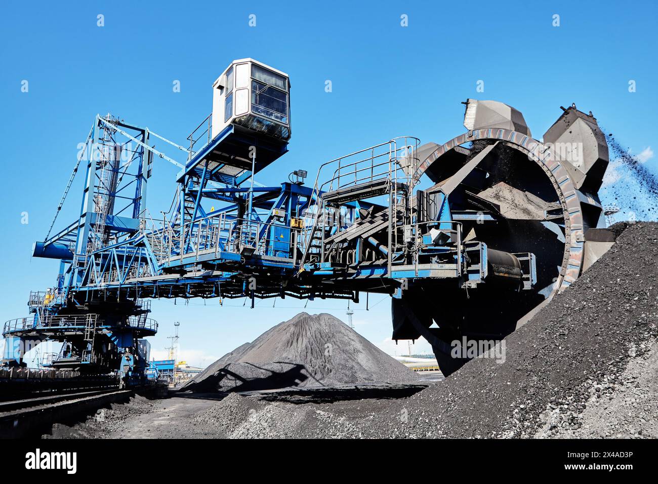 Bucket wheel stacker reclaimer in maritime bulk terminal of coal harbor ...