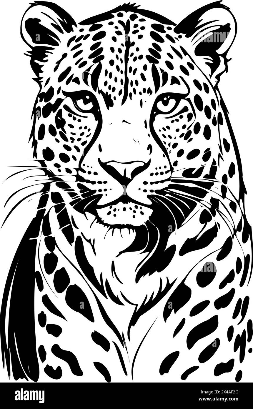 Amur Leopard portrait hand drawn animal illustration, transparent ...