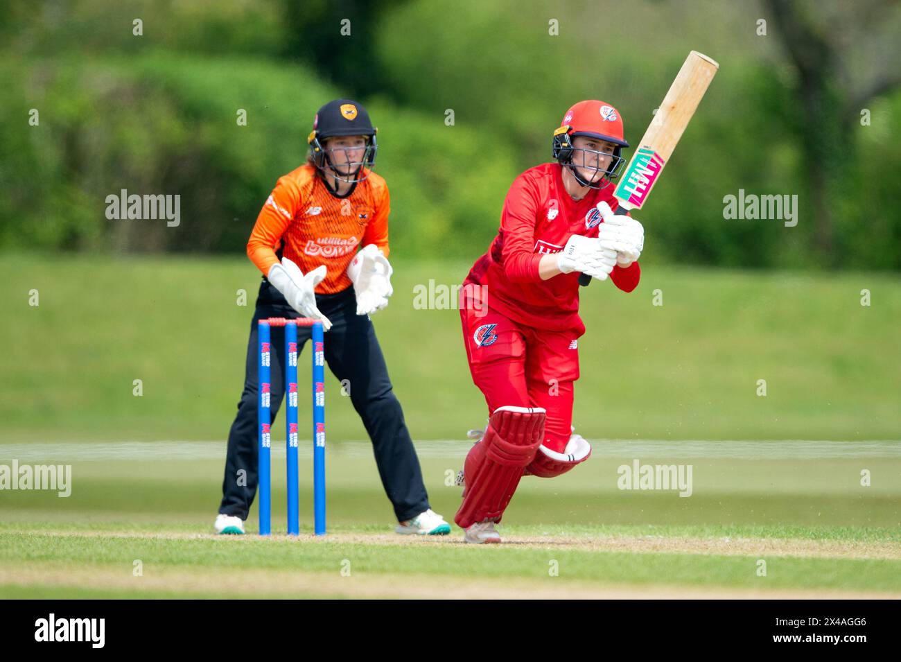 Stokenchurch, UK, 1st May 2024. Danielle Collins of Thunder batting ...
