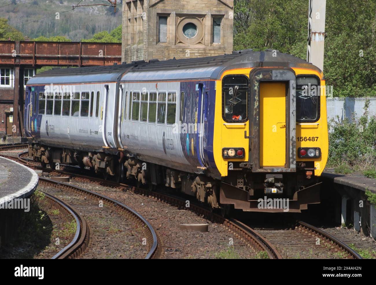 Northern trains super sprinter class 156 diesel multiple unit entering platform 1 at Carnforth ...