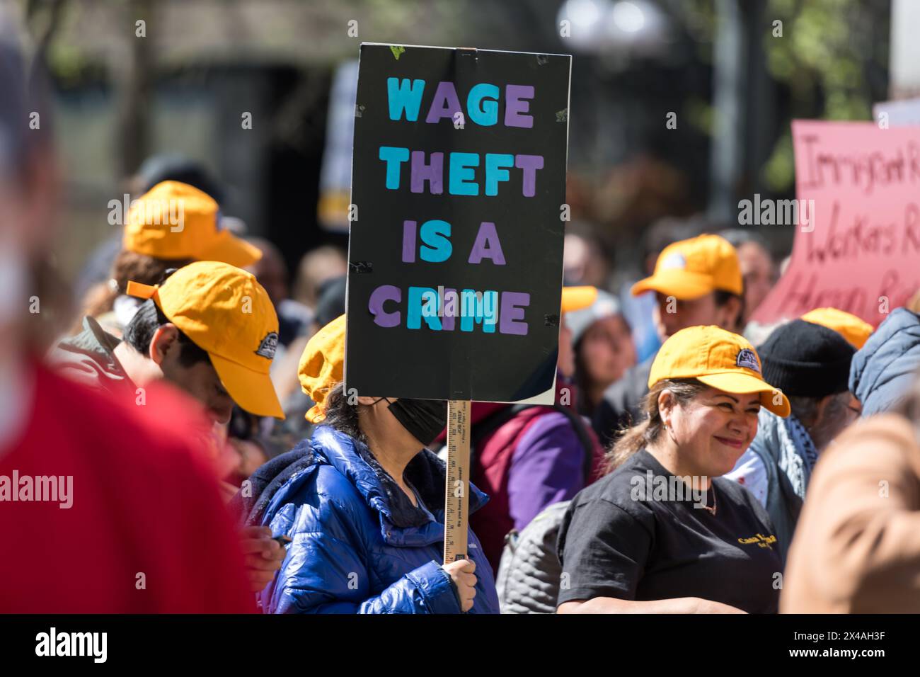 Seattle, USA. 1st May 2024. Protestors in the Seattle May Day March ...
