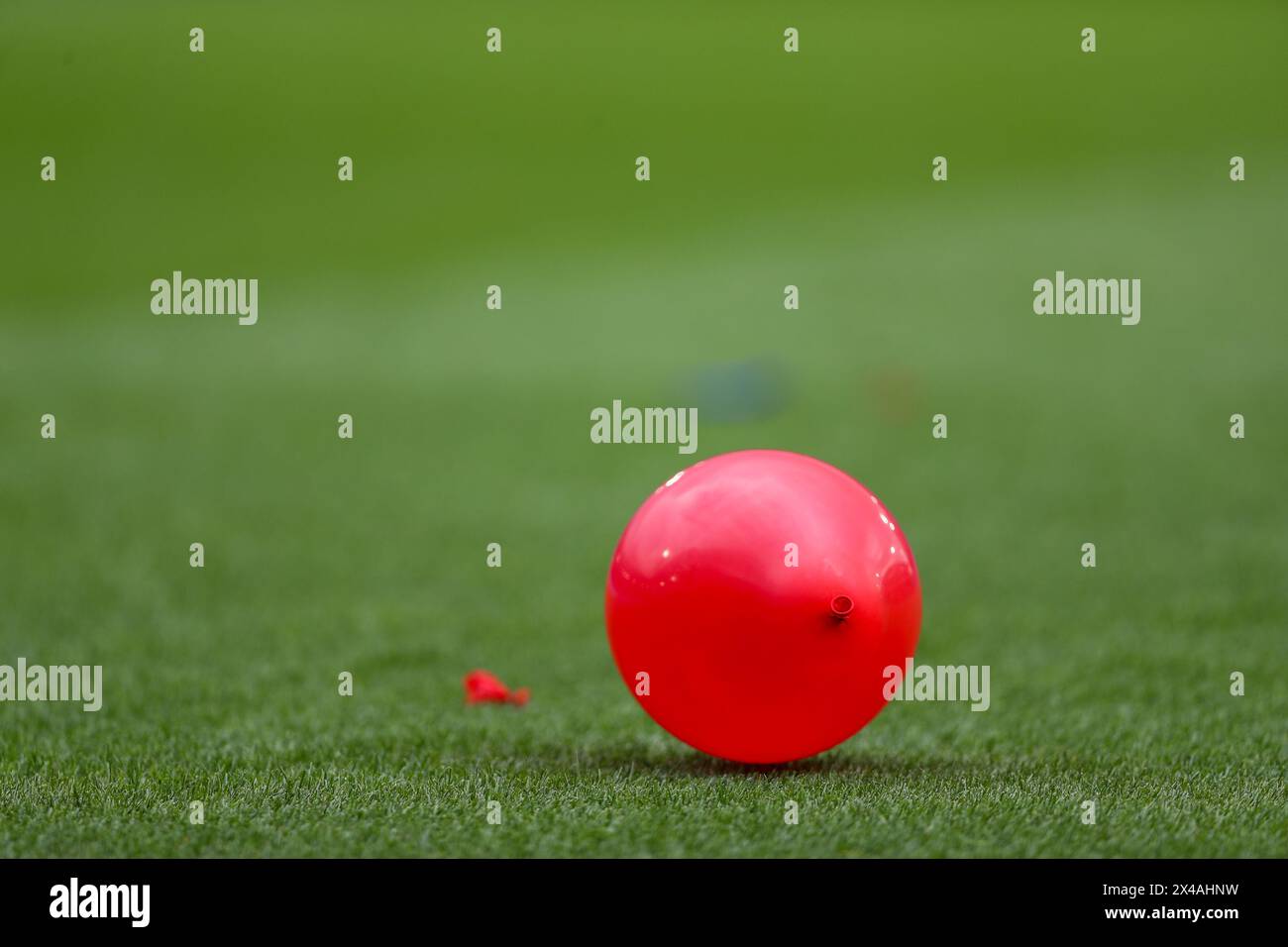 London, UK. 28th April, 2024. Red balloon on pitch during the Women’s ...