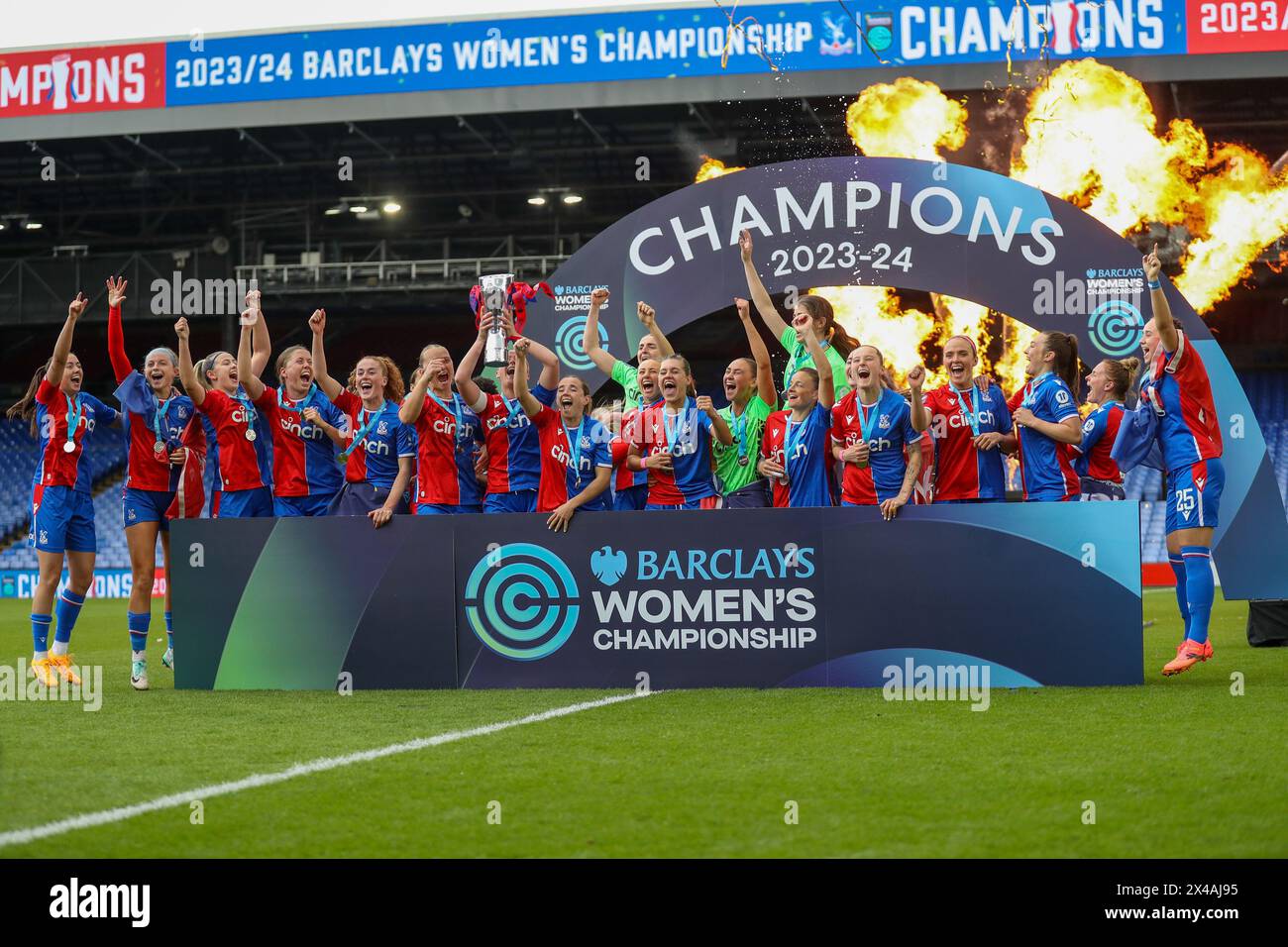 London, UK. 28th April, 2024. Trophy lift during Crystal Palace’s Women ...