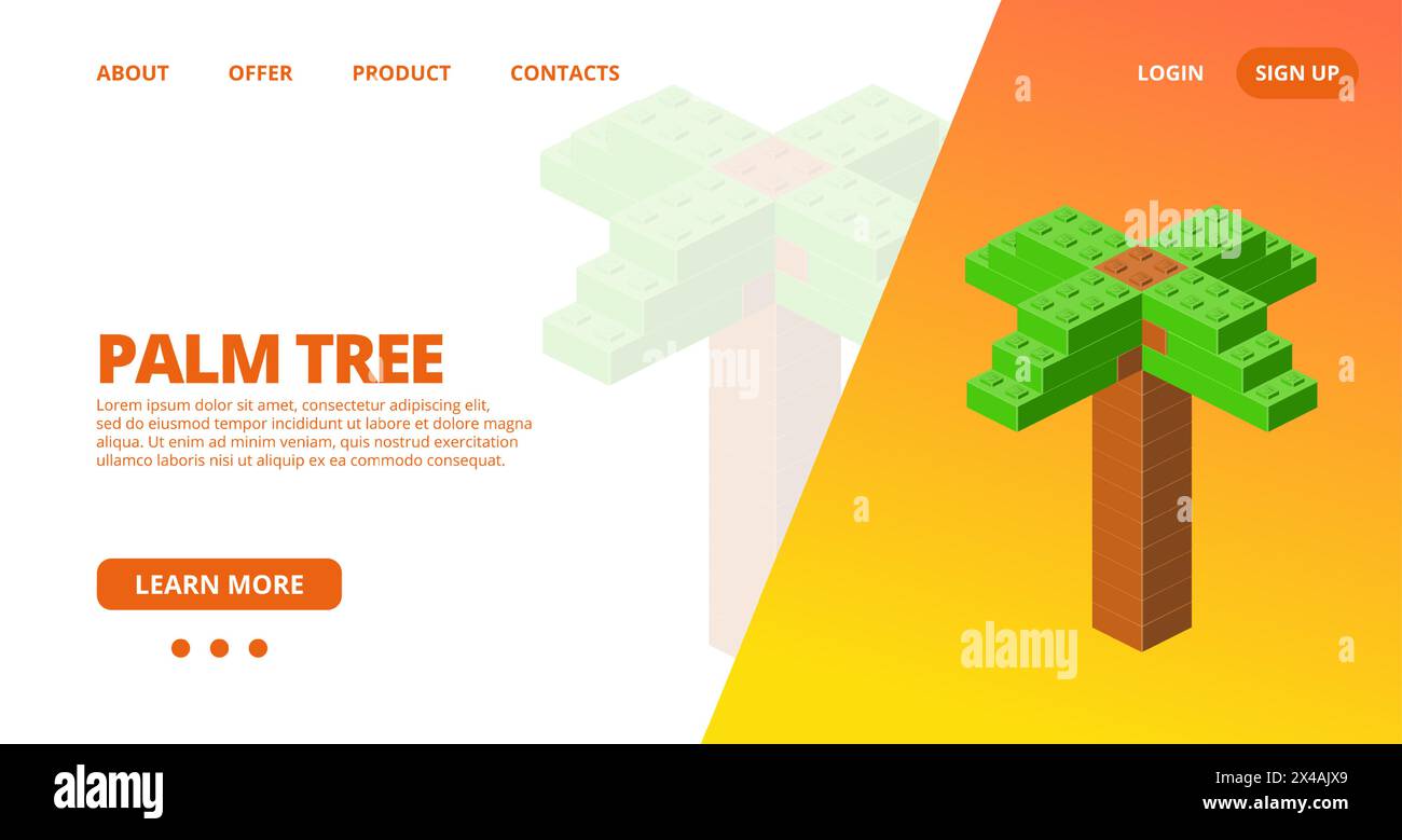 Web template with a palm tree. Vector Stock Vector Image & Art - Alamy