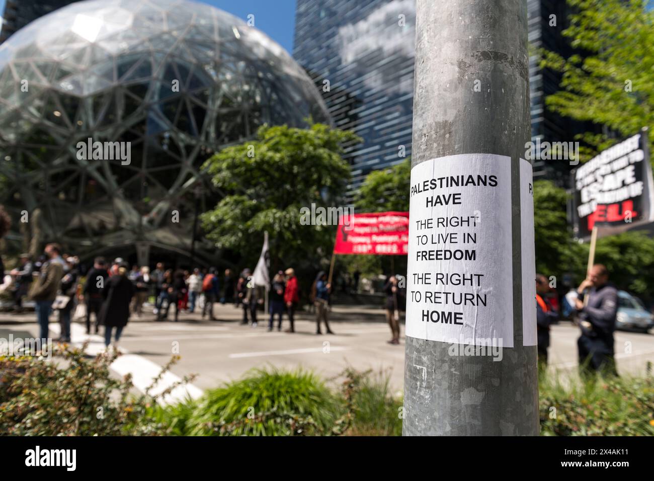 Seattle, USA. 1st May 2024. Protestors in the Seattle May Day March ...