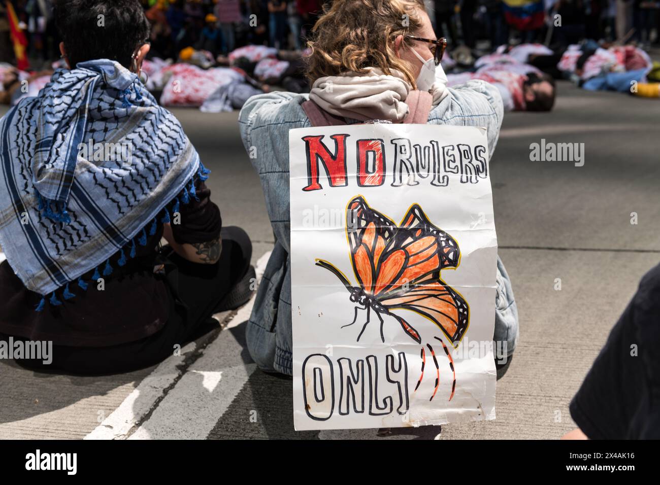 Seattle, USA. 1st May 2024. Protestors in the Seattle May Day March ...