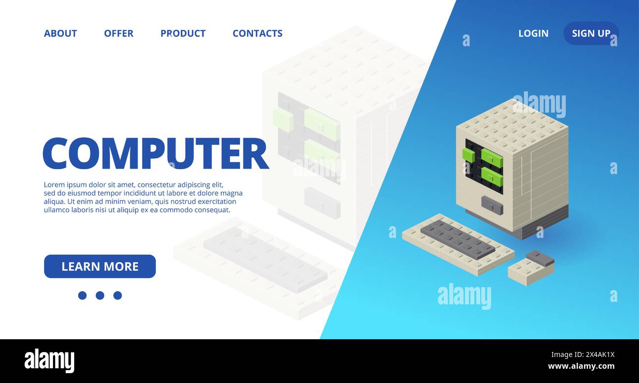 Web template with a old computer. Vector Stock Vector Image & Art - Alamy