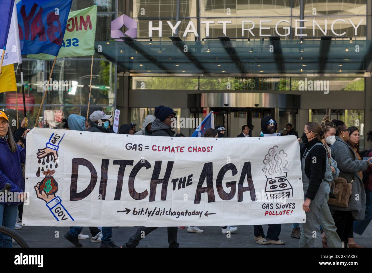 Seattle, USA. 1st May 2024. Protestors in the Seattle May Day March ...