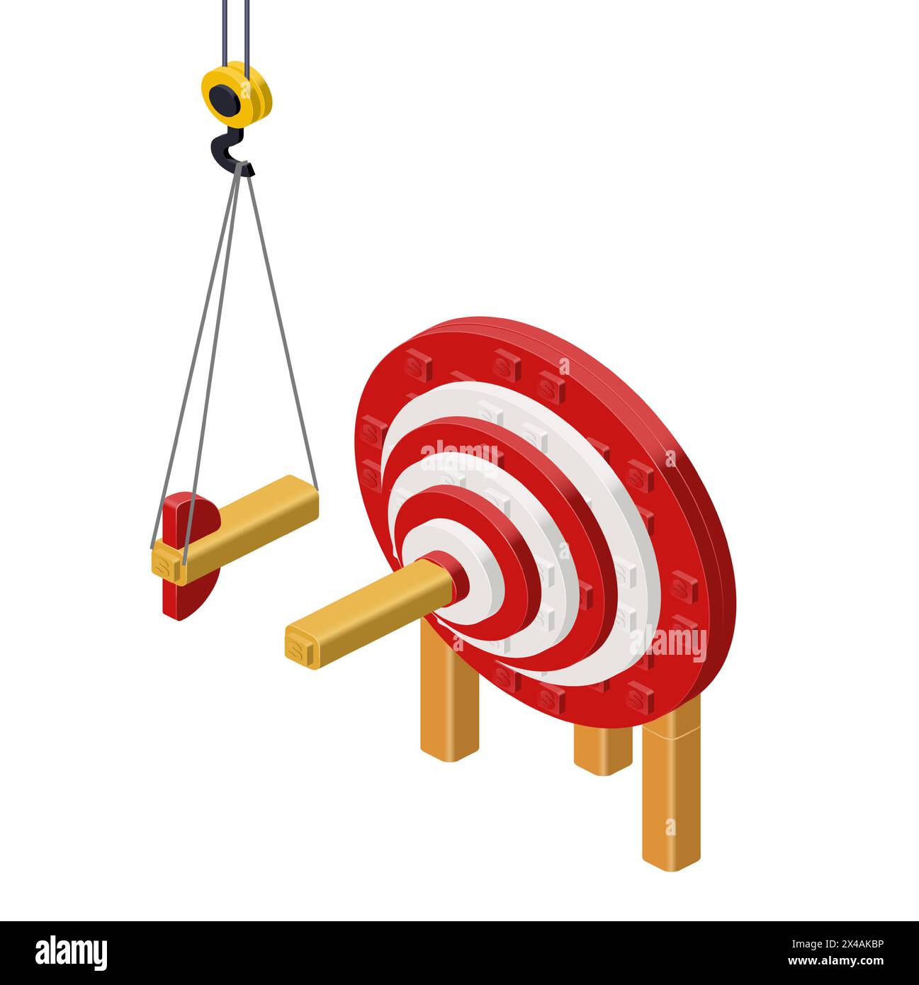 Finding a target concept on white background. Vector illustration Stock ...