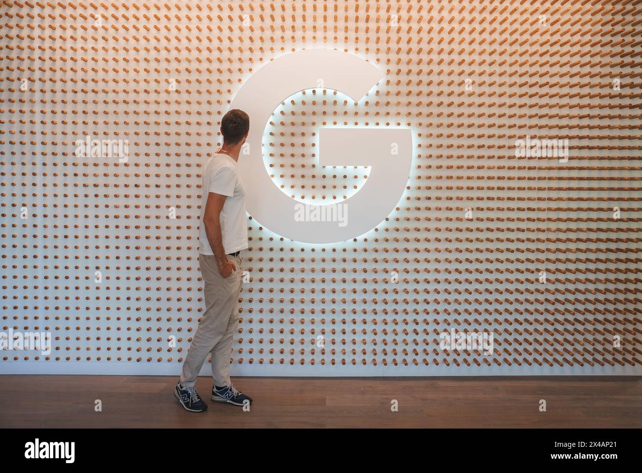 Modern Interior Design with Illuminated Letter G Focal Point Stock ...