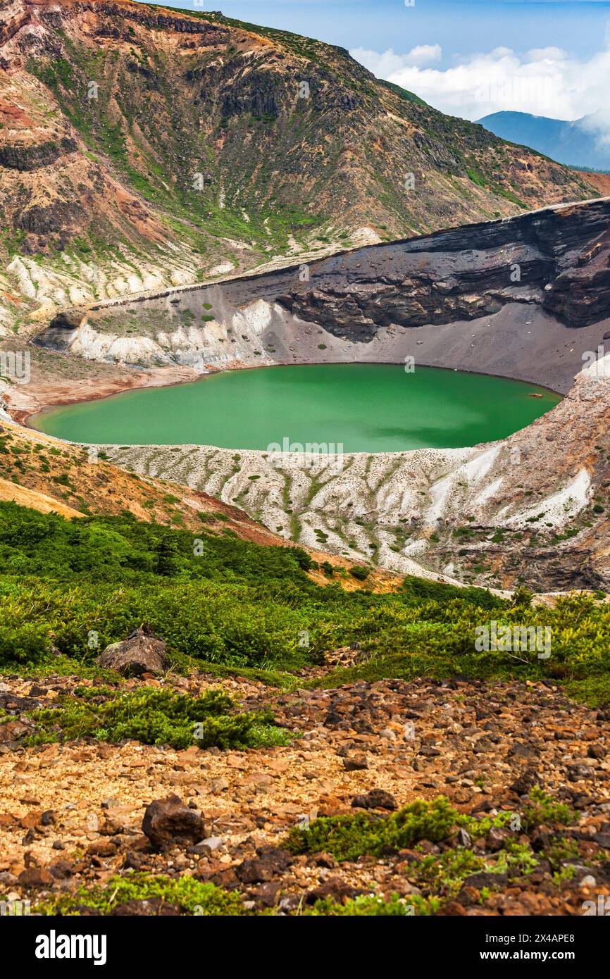Okama crater of Zao, Okama means cooking pot, near summit of Mount Zao ...