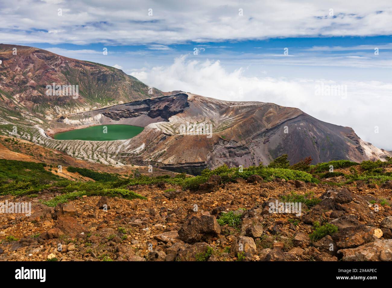 Okama crater of Zao, Okama means cooking pot, near summit of Mount Zao ...