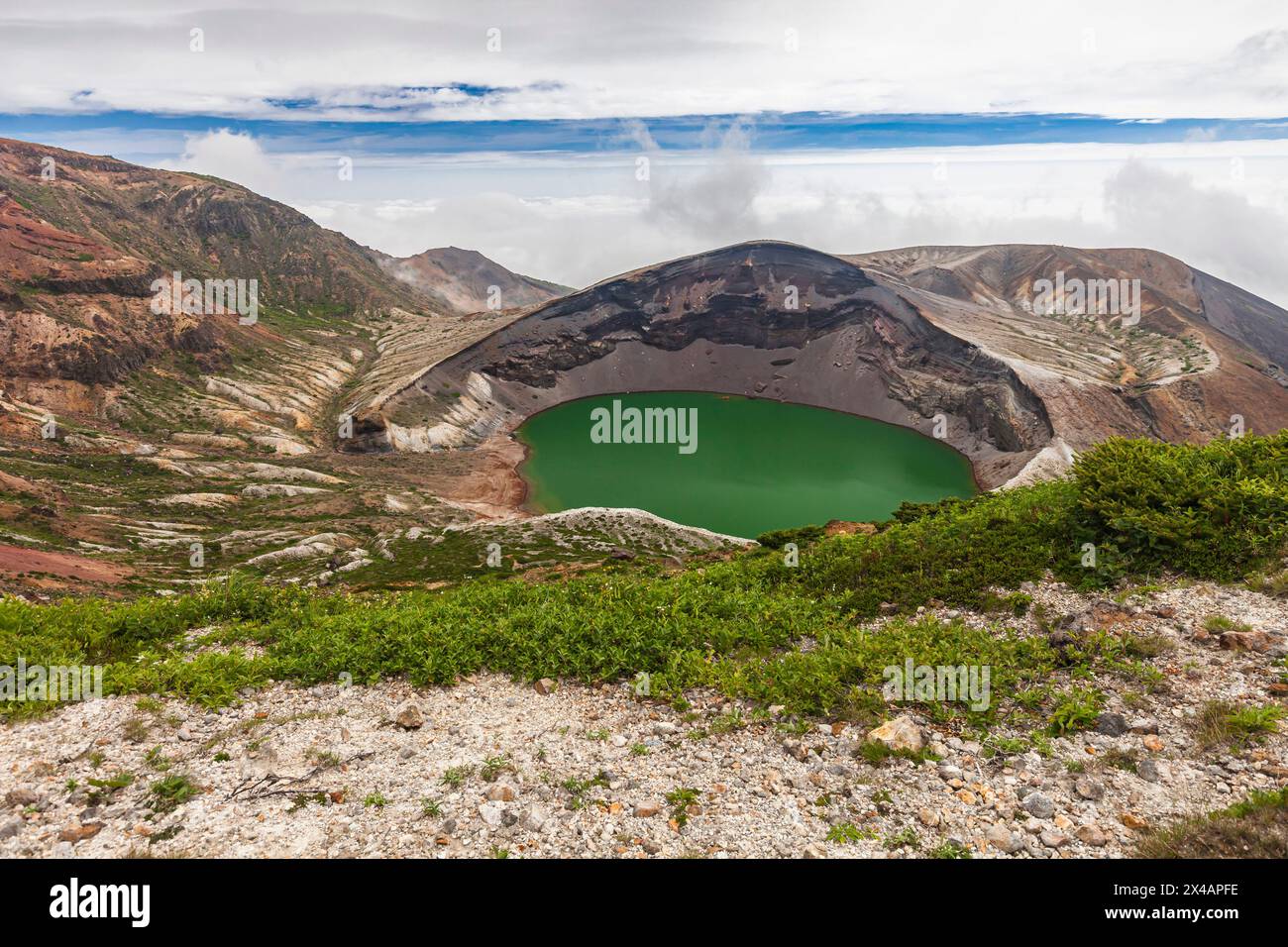 Okama crater of Zao, Okama means cooking pot, near summit of Mount Zao ...