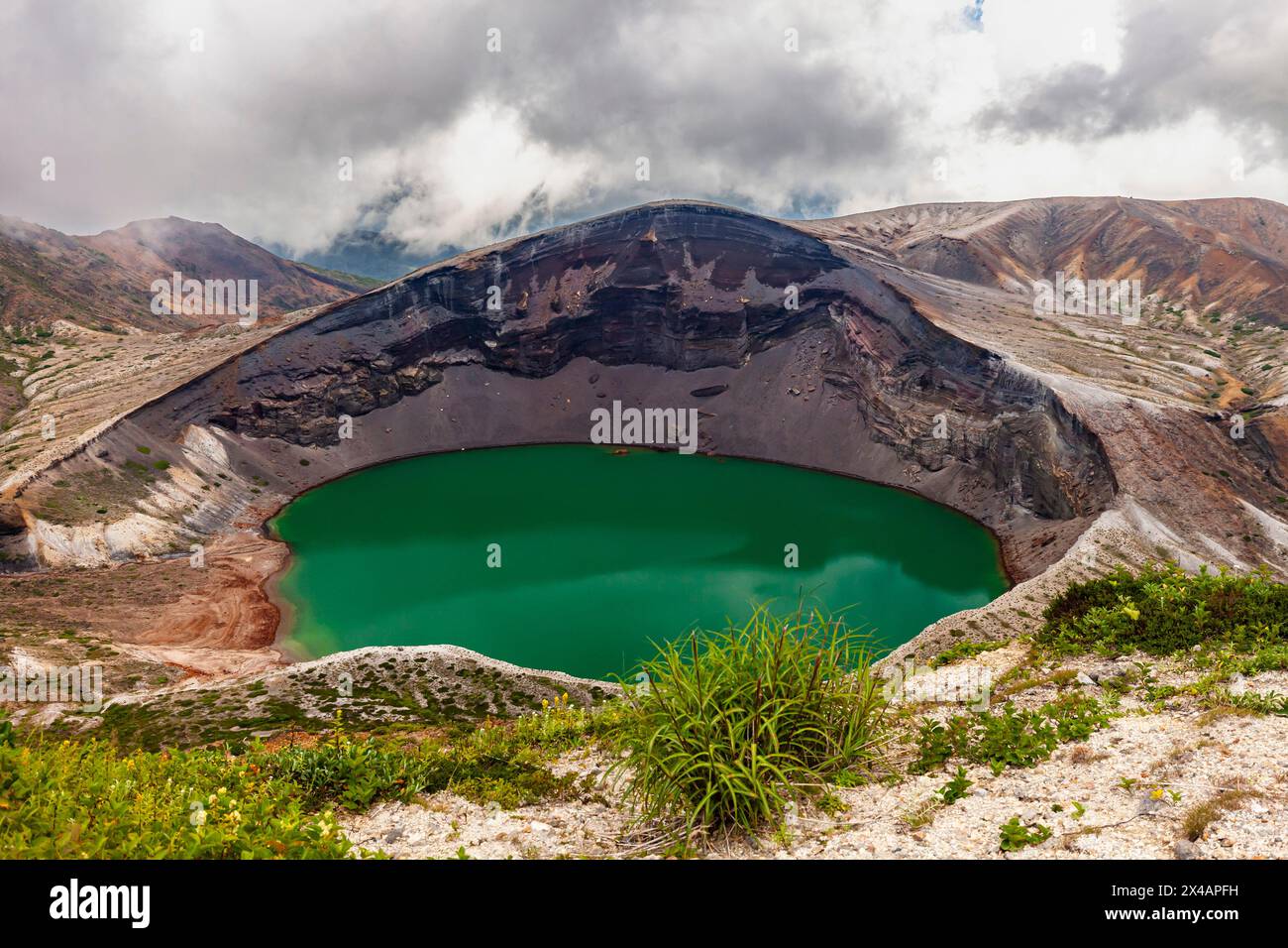 Okama crater of Zao, Okama means cooking pot, near summit of Mount Zao ...