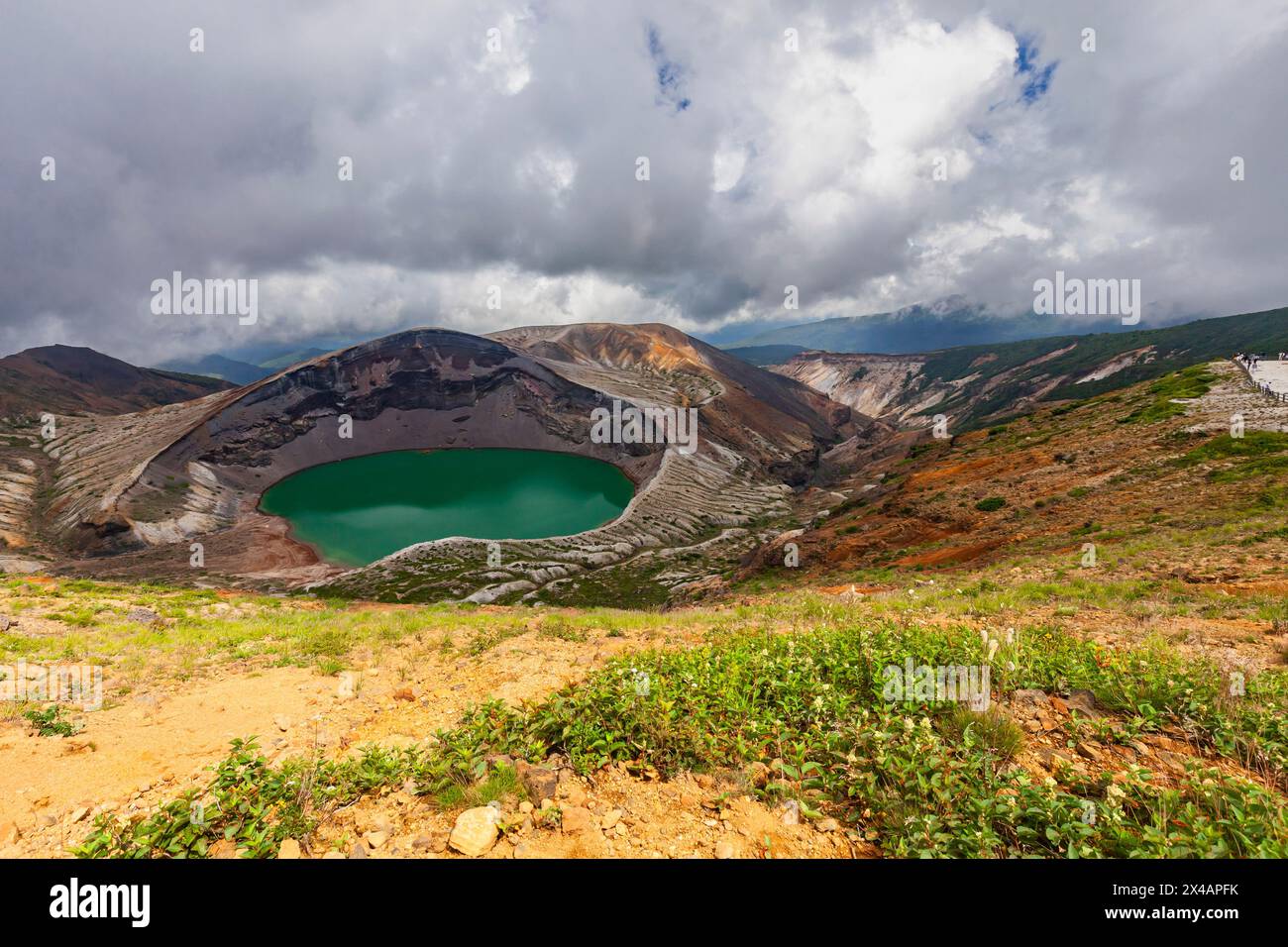 Okama crater of Zao, Okama means cooking pot, near summit of Mount Zao ...