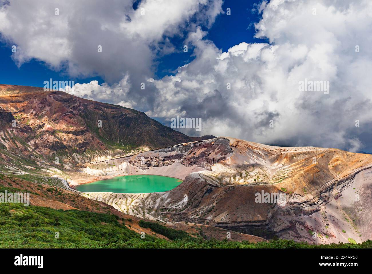 Okama crater of Zao, Okama means cooking pot, near summit of Mount Zao ...