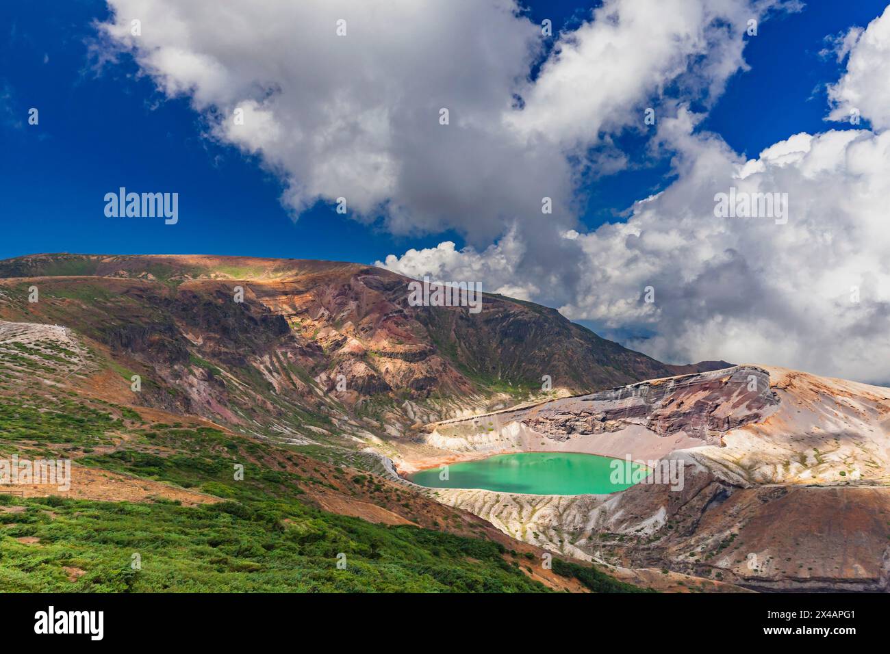 Okama crater of Zao, Okama means cooking pot, near summit of Mount Zao ...