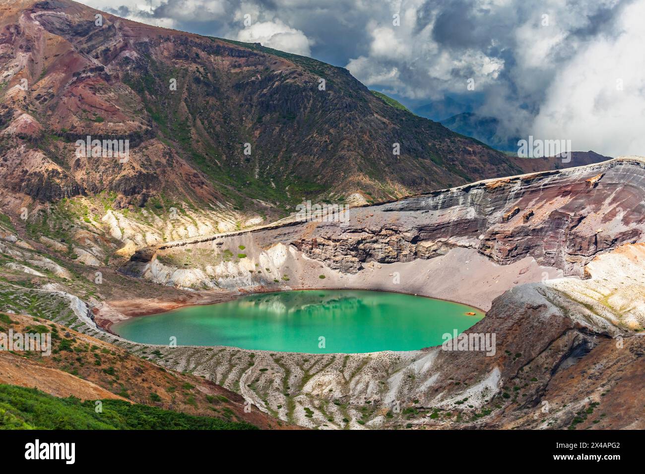 Okama crater of Zao, Okama means cooking pot, near summit of Mount Zao ...