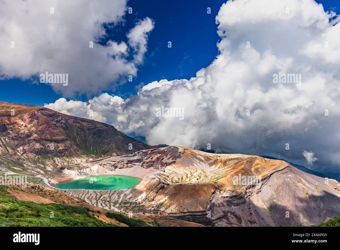 Okama crater of Zao, Okama means cooking pot, near summit of Mount Zao ...