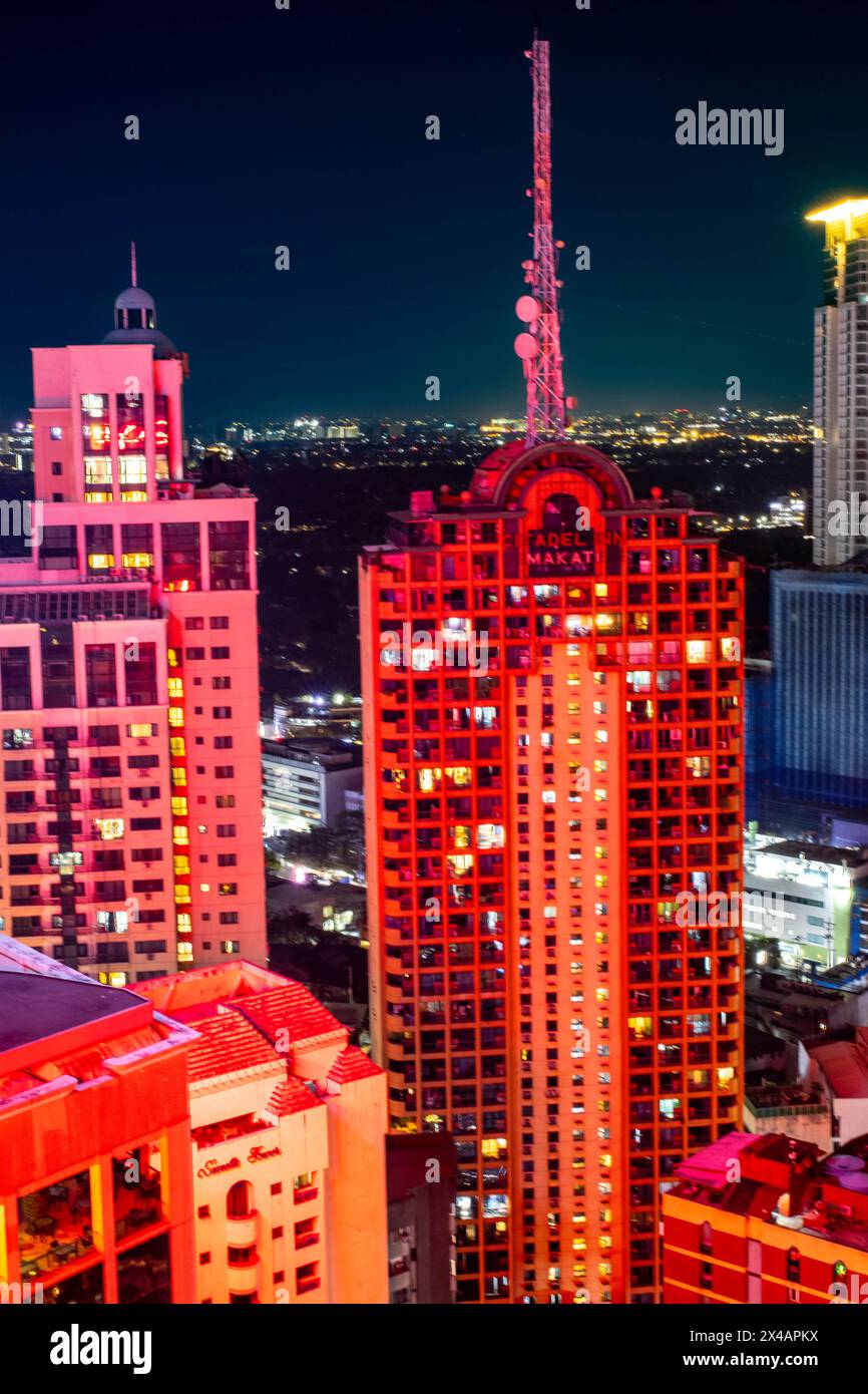 Colorful Makati city night lights Stock Photo - Alamy