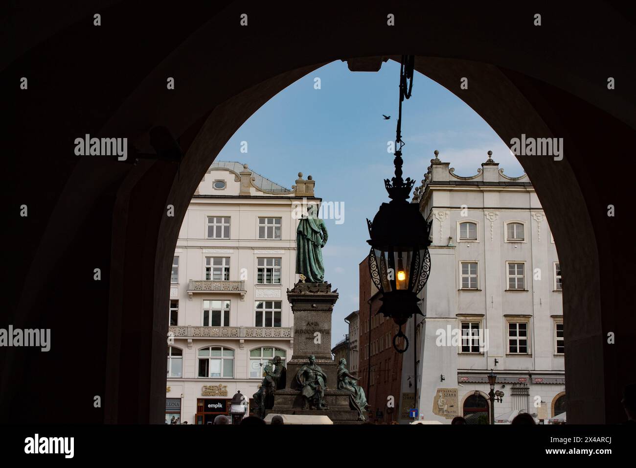 Hanging Lamp Statue in Old Market Square Krakow Poland Stock Photo - Alamy