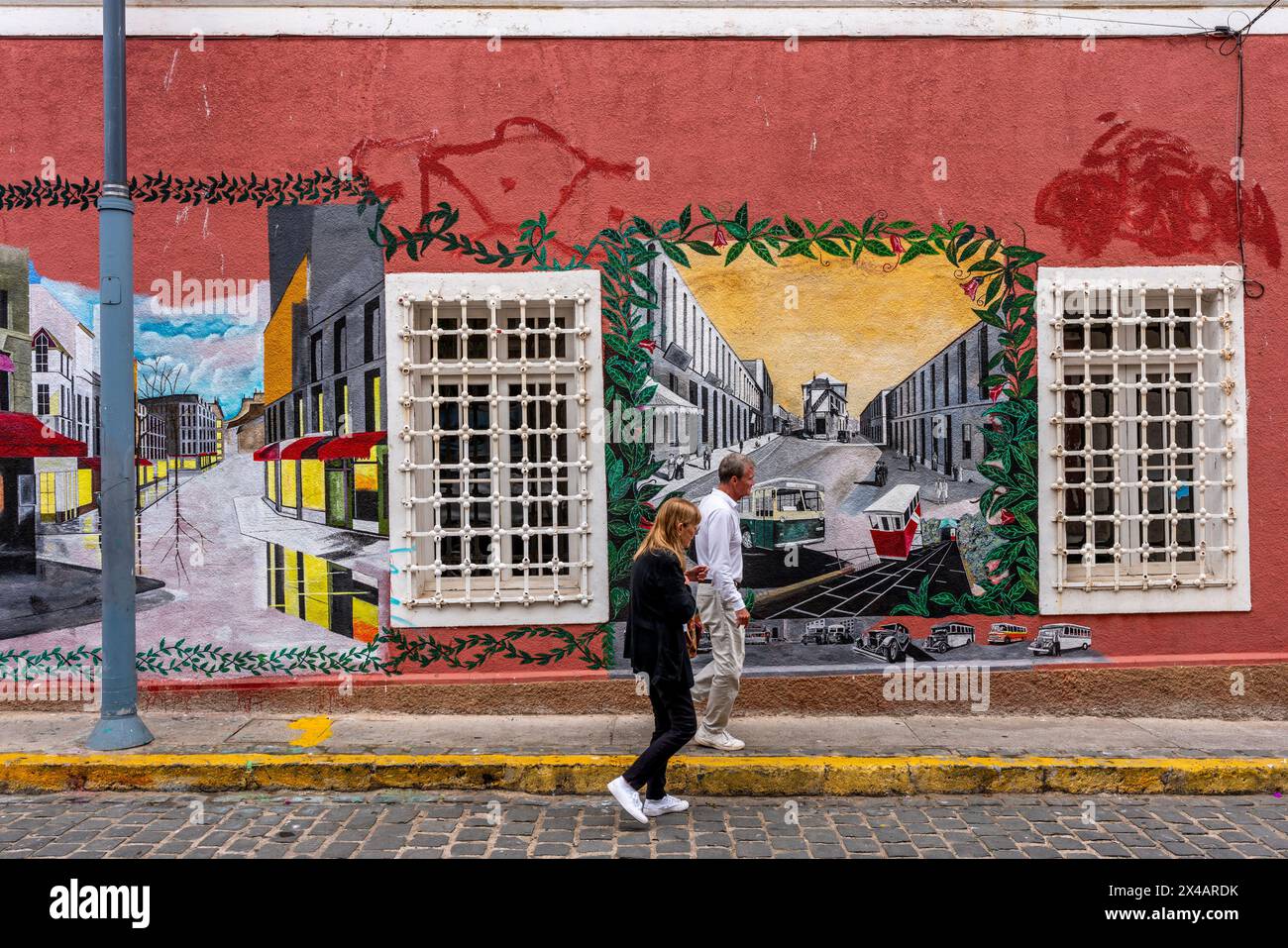 Tourists Visiting The Historic Quarter of Valparaiso, Valparaiso Region ...