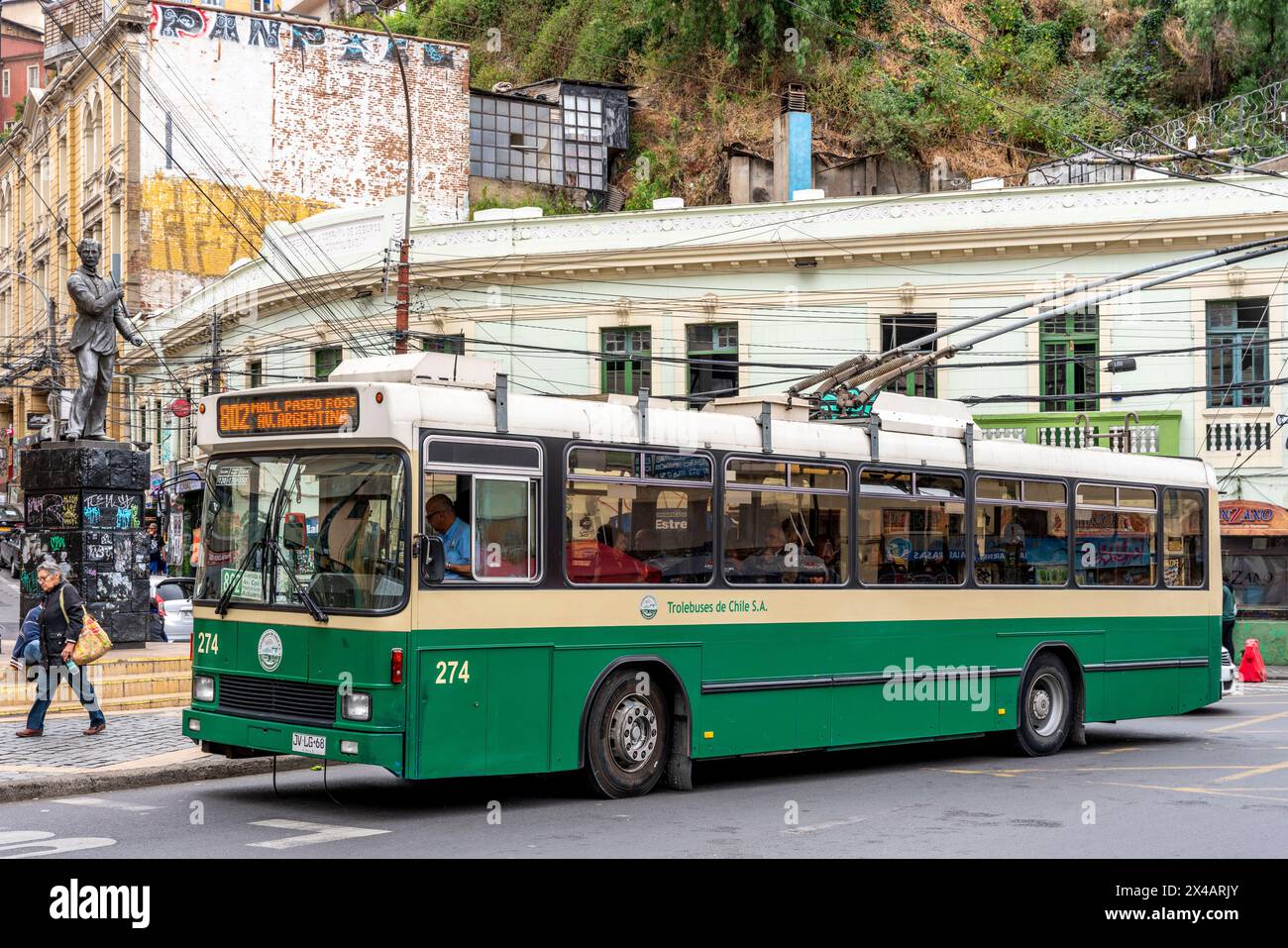 A Trolebus In The City of Valparaiso, Valparaiso Region, Chile Stock ...