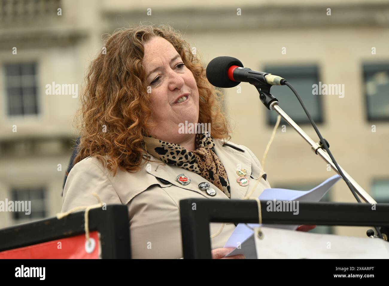 TRAFALGAR SQUARE, LONDON, UK. 1st May, 2024. Speaker Fran Heathcote of ...