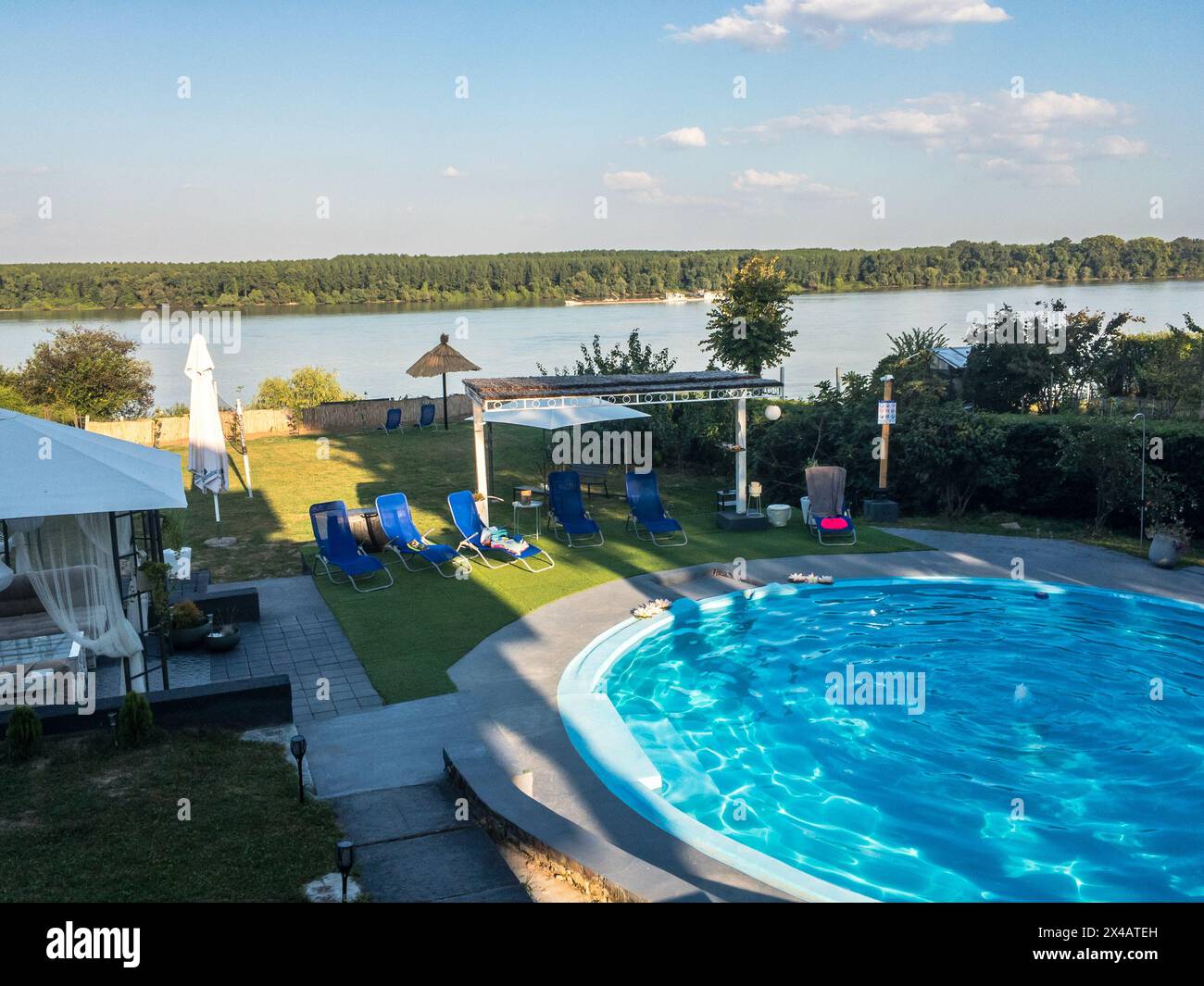 Picture of a swimming pool in a serbian hotel resort by the danube ...