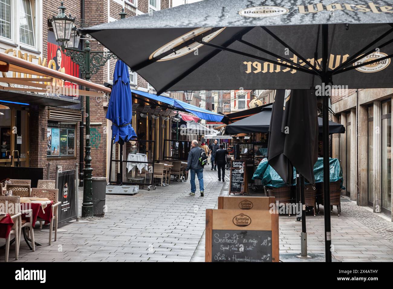 Picture of a pedestrian street of Dusseldorf, Germany, with fast food ...