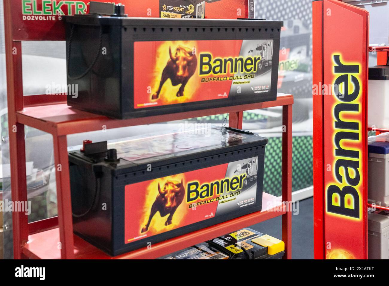 Picture of a sign with the logo of Banner batteries in a shop in ...