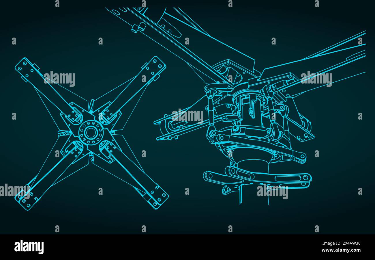 Stylized vector illustration of Main Helicopter Rotor Drawings Stock ...