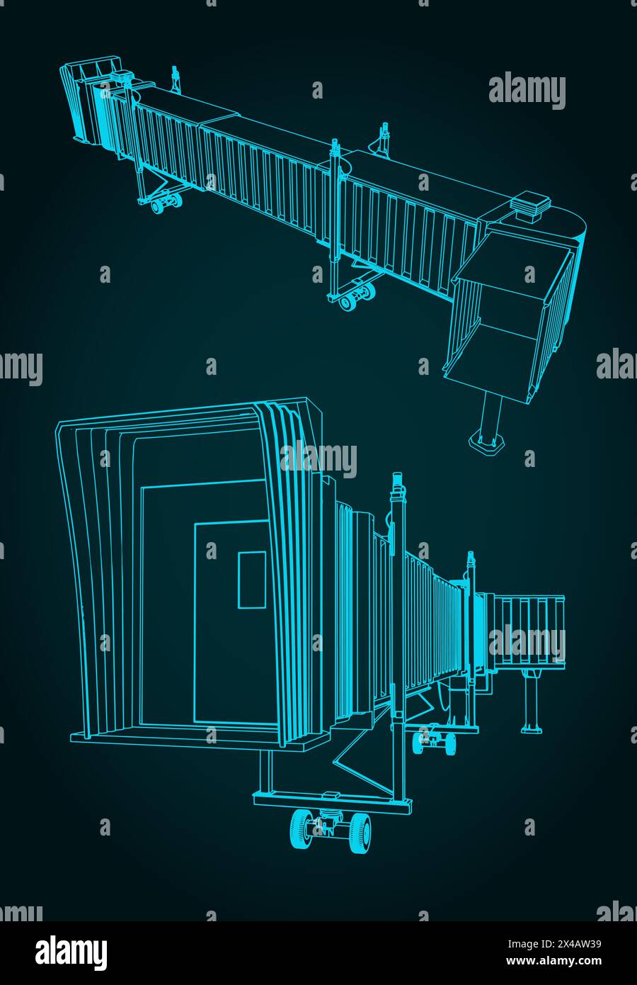 Stylized vector illustration of an airport telescopic gangway drawings Stock Vector Image & Art ...