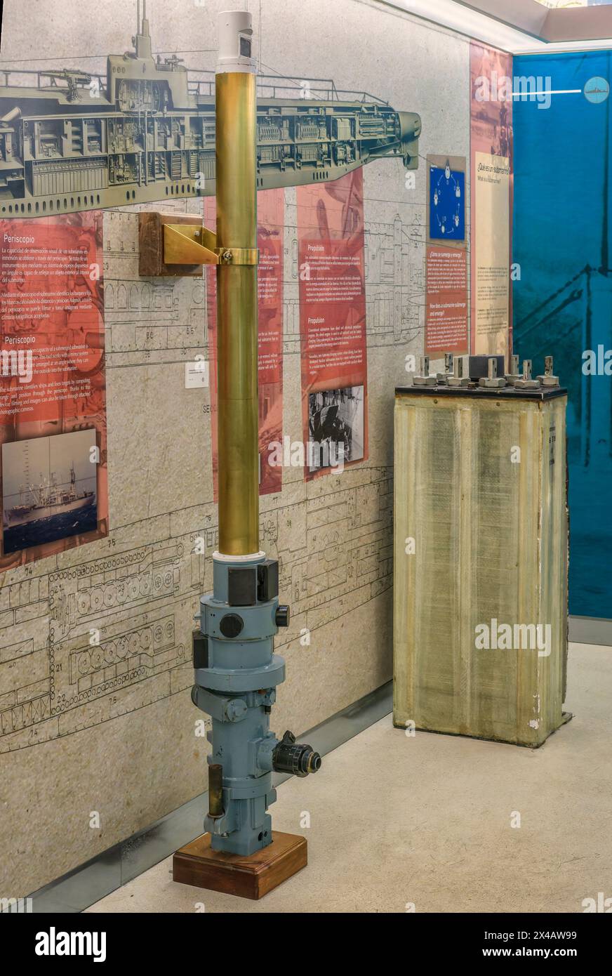 Periscope for visual observation of a submerged submarine and electric ...