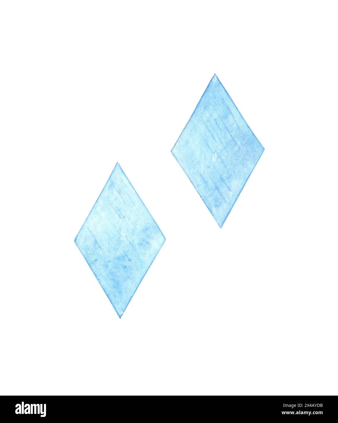 Two blue diamonds watercolor illustration set. Blue diamonds poster ...