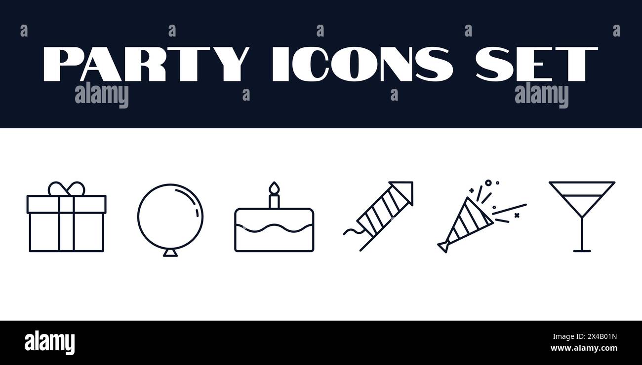 Birthday Party Icons Set Vector. Party Celebration Icons set ...