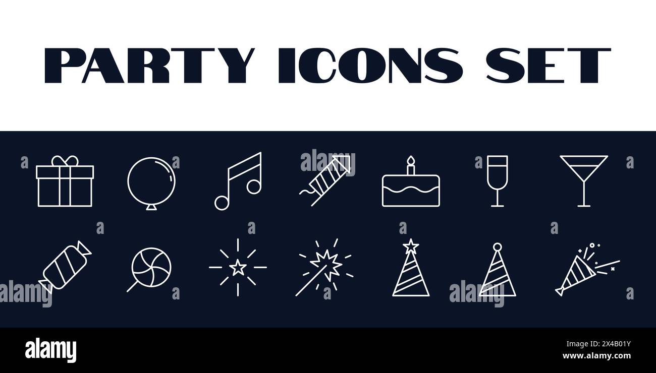 Birthday Party Icons Set Vector. Party Celebration Icons set ...
