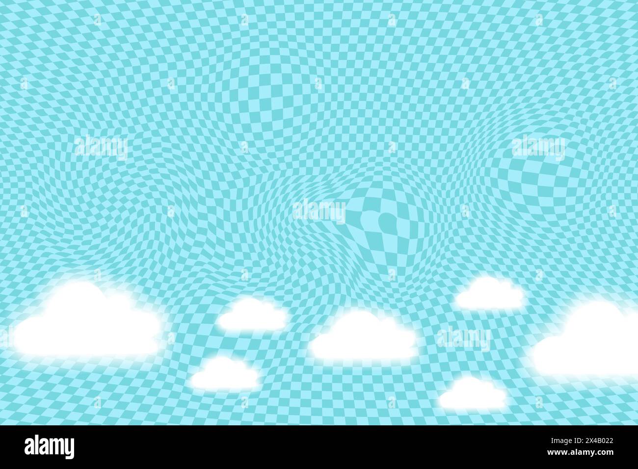 Blue psychedelic chequered background with white aura clouds Stock ...