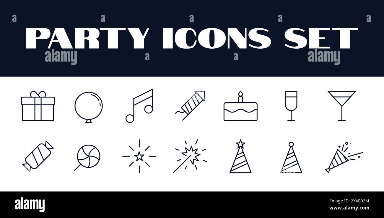 Birthday Party Icons Set Vector. Party Celebration Icons set ...