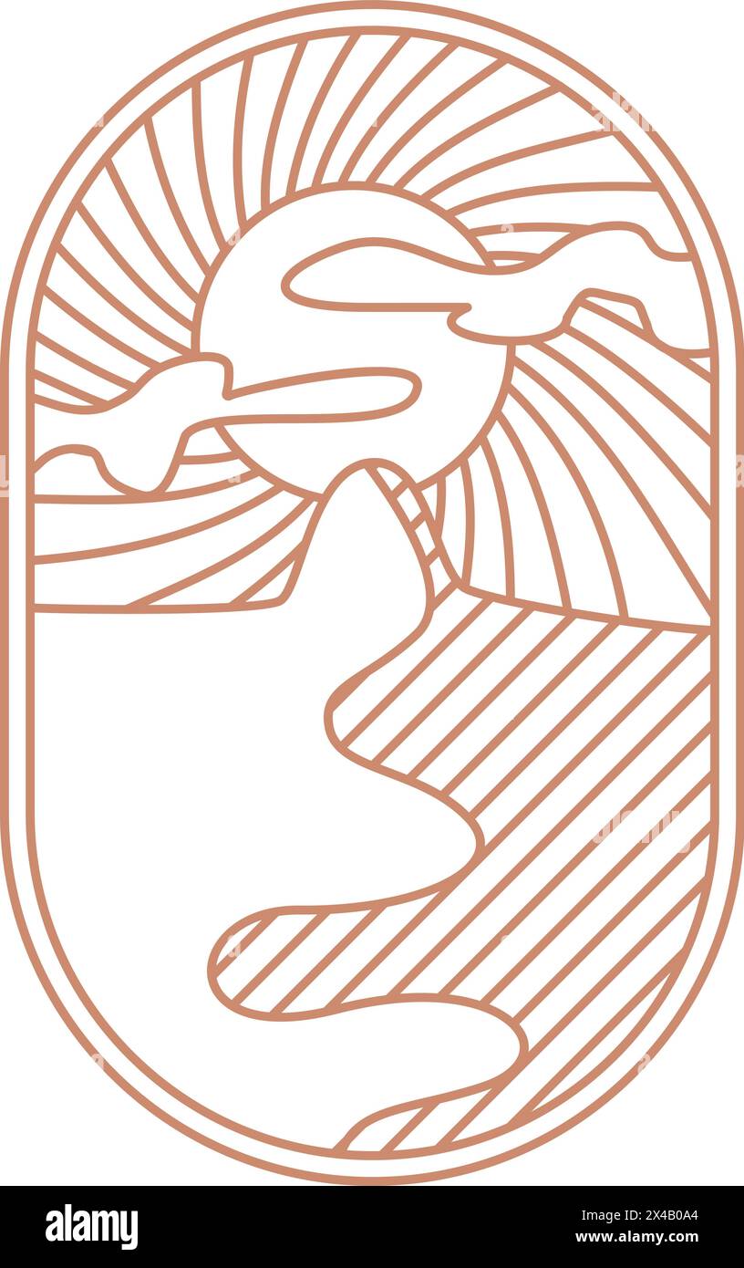 Pink Desert on sunset boho logo. sand, sunset landscape aesthetic ...