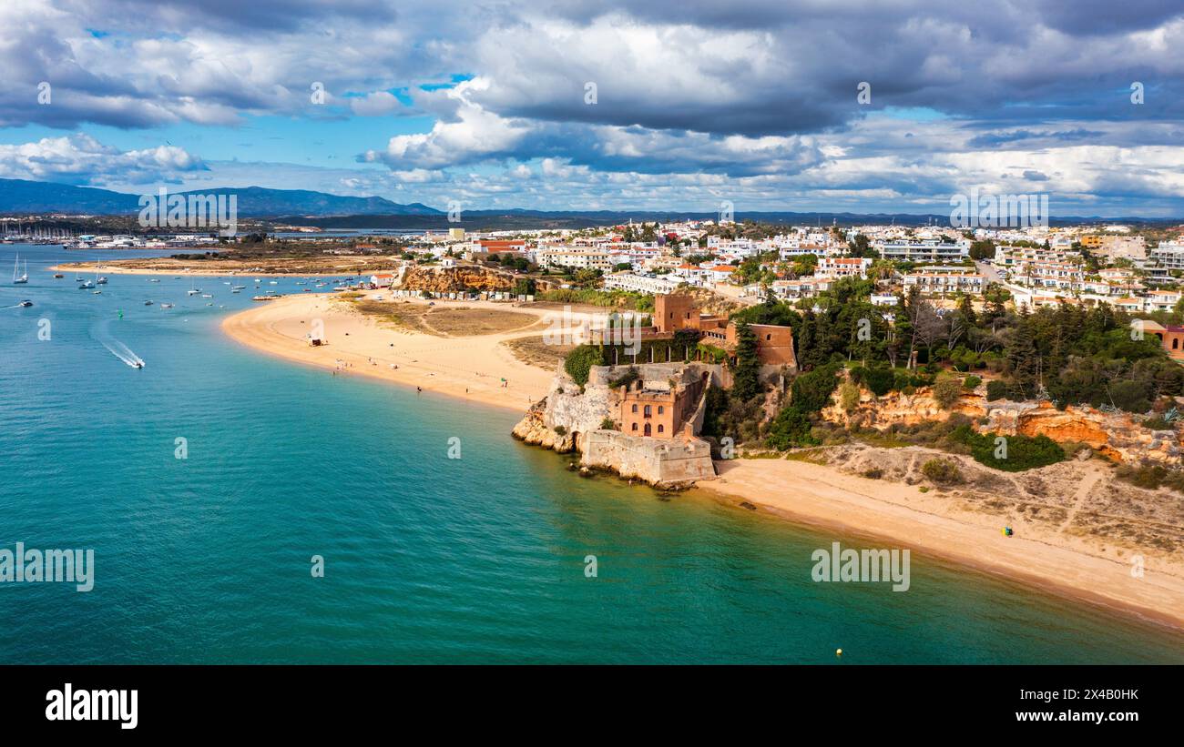 Ferragudo with the Praia Grande (the main beach) and the river Rio ...